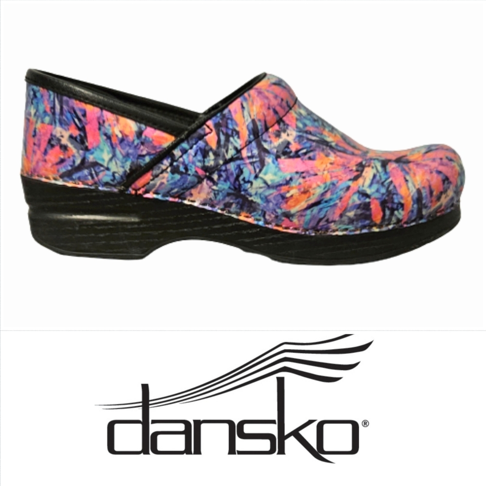Dansko Professional Clogs Color Burst Leather slip-on… - Gem
